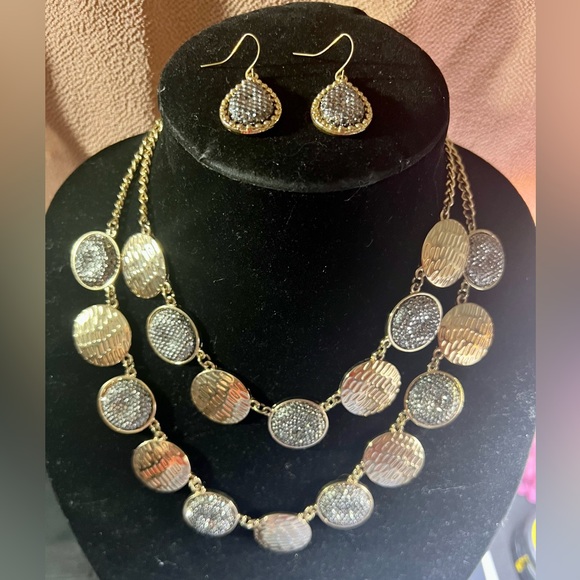 jules | Jewelry | Jules Necklace Earrings Set Double Stran Necklace ...